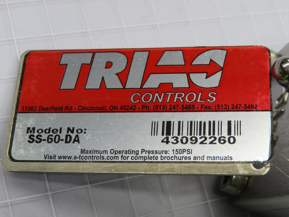 New TRIAC SS-60-DA DOUBLE ACTING PNEUMATIC VALVE ACTUATOR T212046 ...