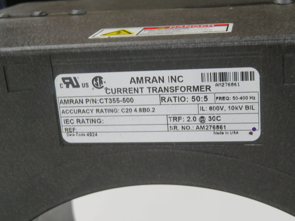 New AMRAN CT355-500 CT355-500A CURRENT TRANSFORMER T265914 surplus at a ...