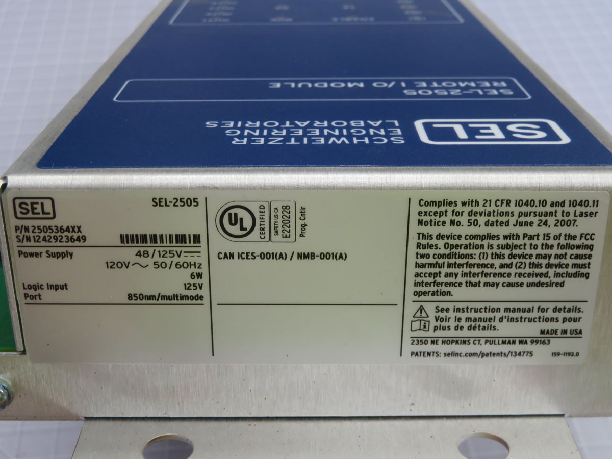 SEL-2505 SEL 2505364XX REMOTE I/O MODULE
