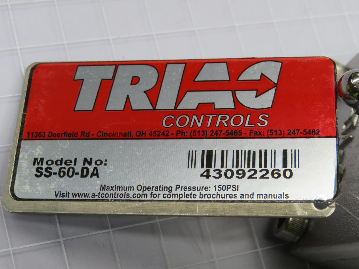 TRIAC SS-60-DA DOUBLE ACTING PNEUMATIC VALVE ACTUATOR T212046 - OCO ...
