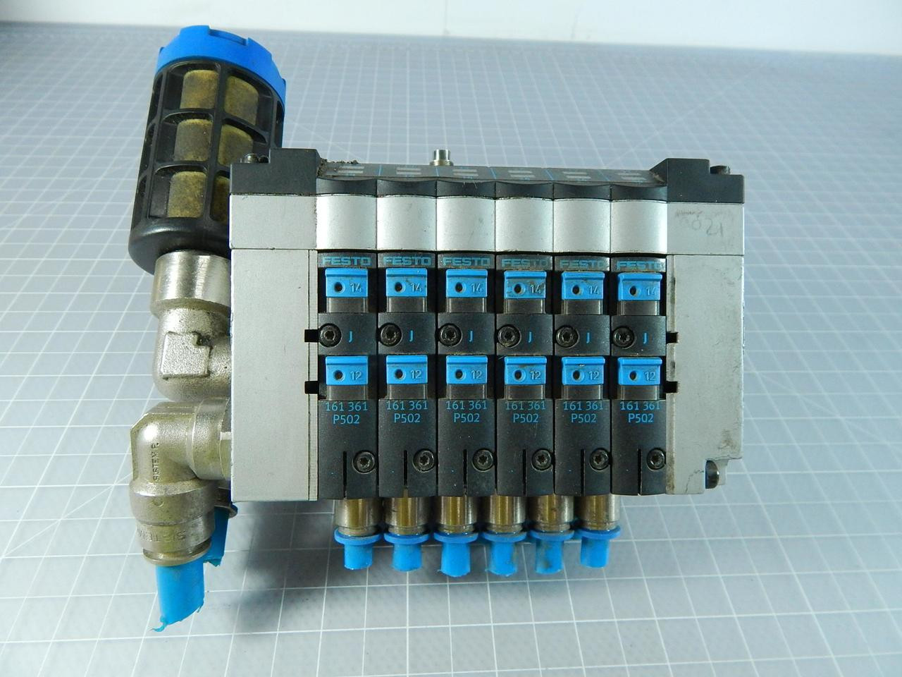 Lot of 6 Festo 161 361 P502 CPV-14-VI Solenoid Valves on Manifold ...