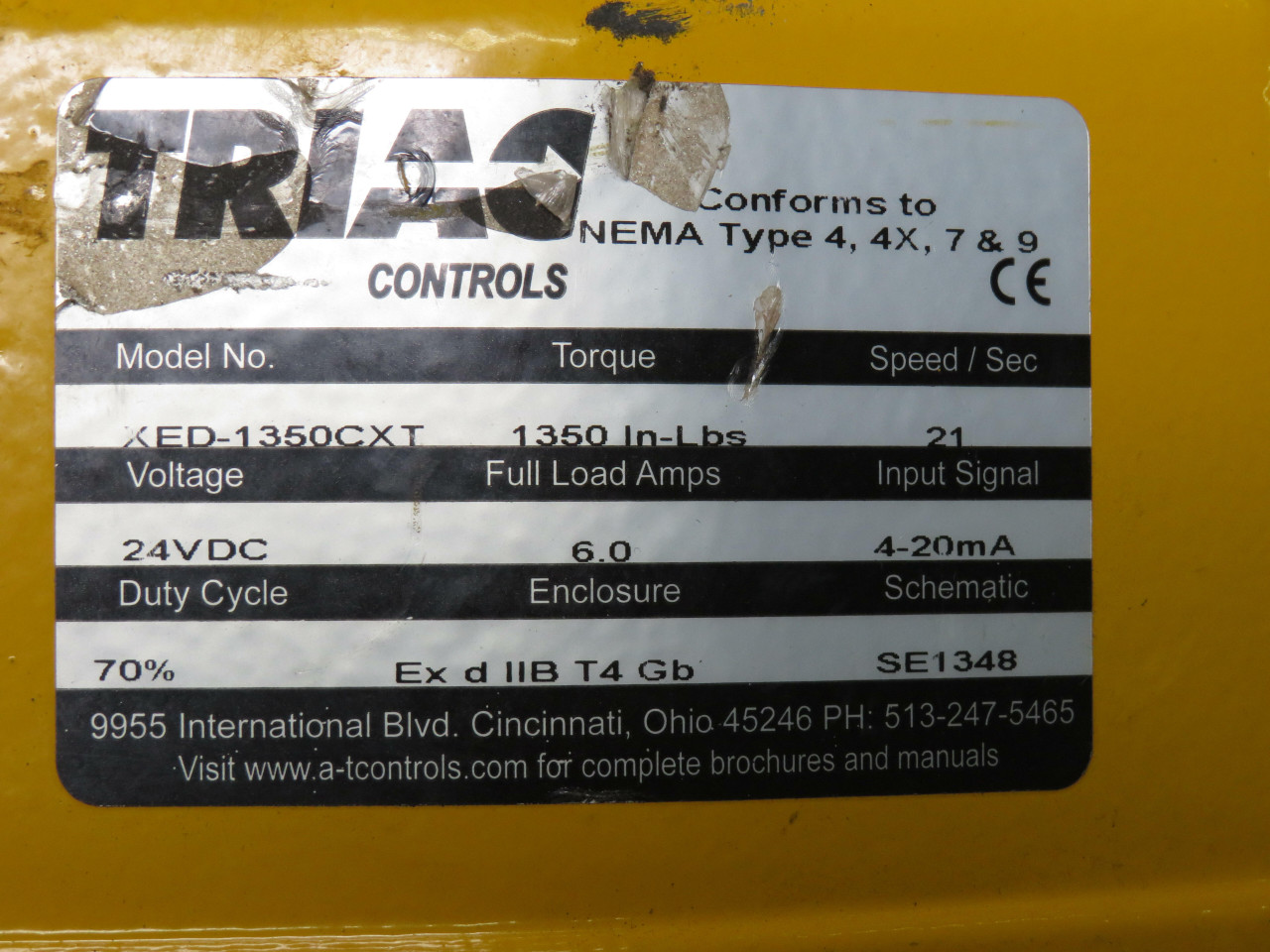Triac Controls XED-1350CXT Electric Actuator 1350 In-Lbs