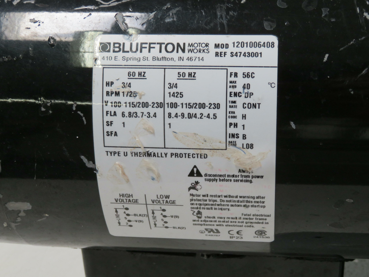 Bluffton 1201006408 3/4 HP Motor 1725 RPM - Save Big