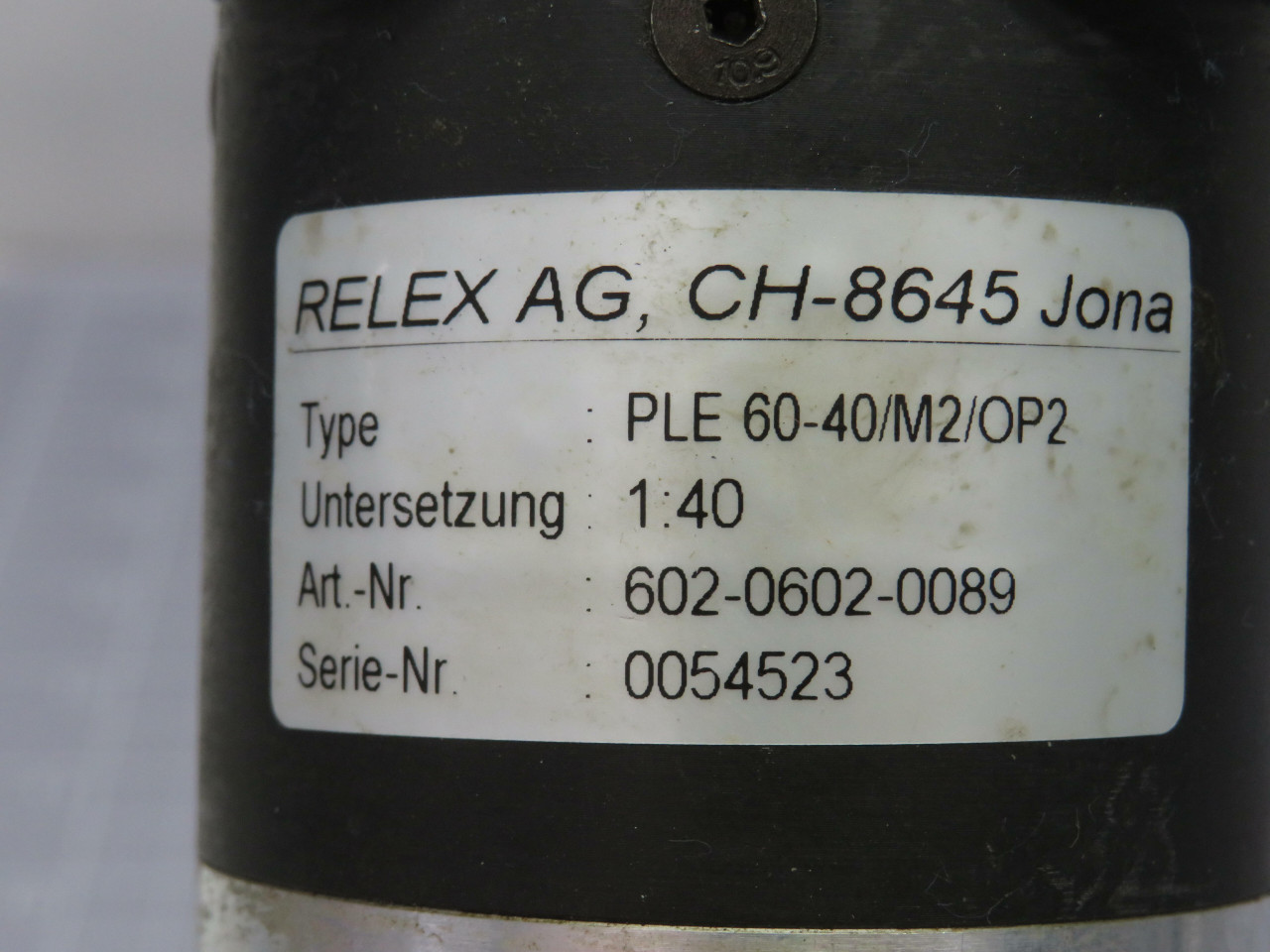 Relex AG CH-8645 Jona PLE 60-40/M2/OP2 Neugart GMbH