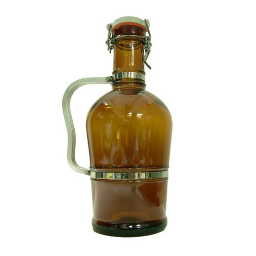 Fancy Widemouth Brown Swing Top Growler - 2 L | iMadeBeer
