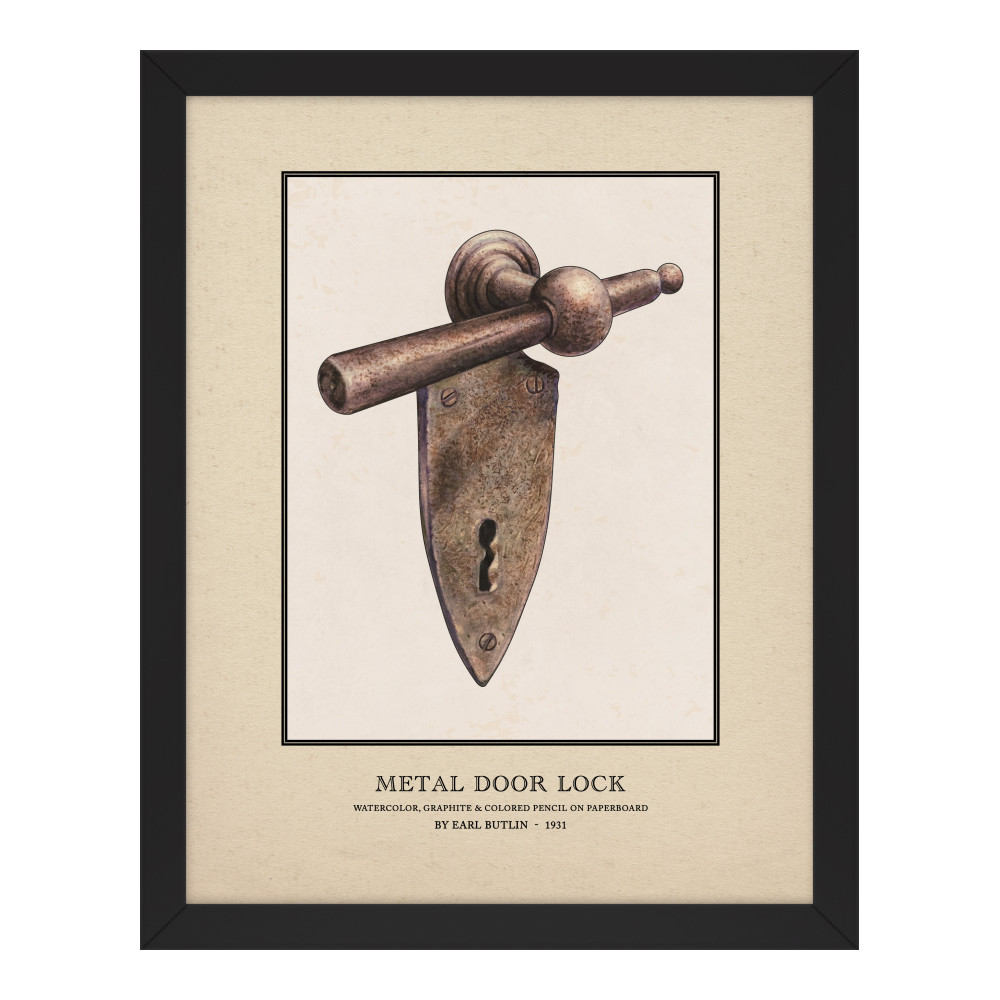 Metal Door Lock Artwork by Earl Butlin, Framed Print - MBA USA, Inc.