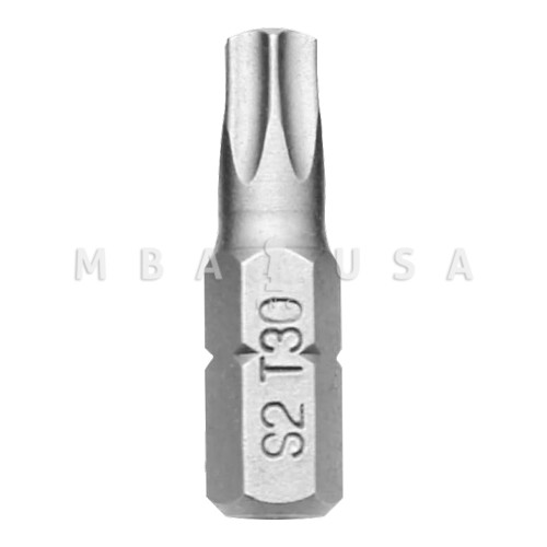 T30 Torx 6 Point Impact Ready 1 Inch Long Screwdriver Insert Bit - MBA ...
