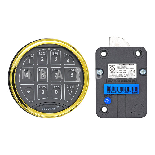 SECURAM SafeLogic Basic 2-User Swingbolt Lock w/ Top-Lit Keypad, Brass ...