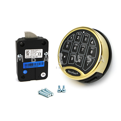 SECURAM SafeLogic Basic 2-User Swingbolt Lock w/ Backlit Keypad, Brass ...