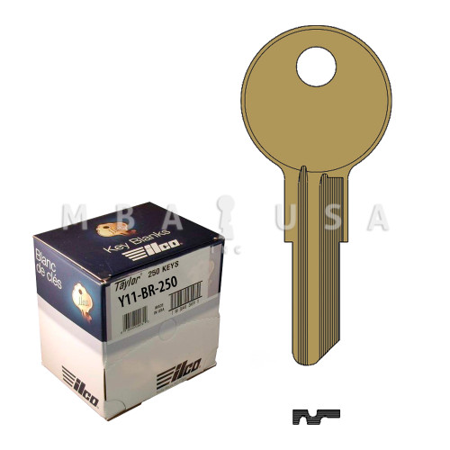 Ilco Taylor Key Blanks, Yale Y11, Brass (250 Pack) - MBA USA, Inc.