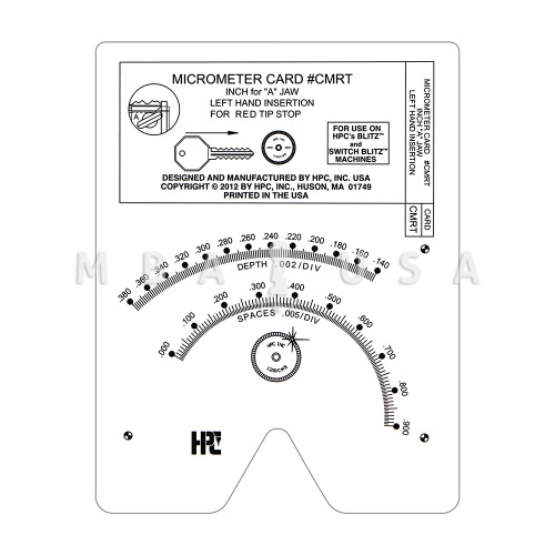HPC Micrometer Card for Blitz Machine, "A" Jaw, Red Tip, Inch - MBA USA ...