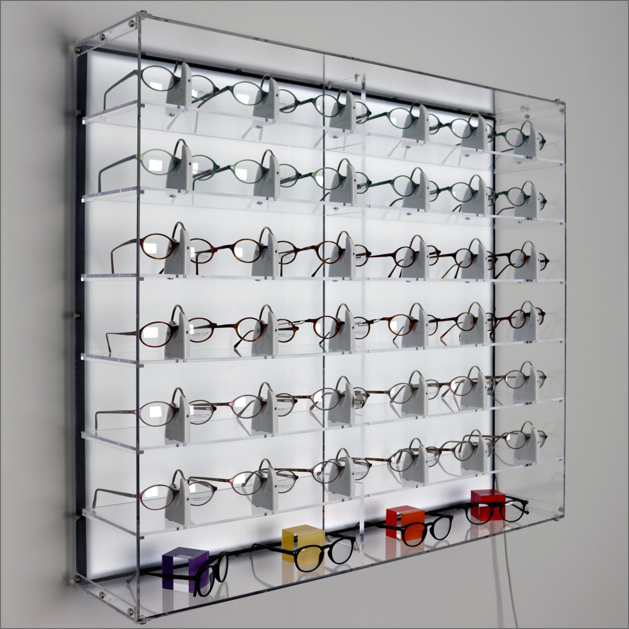 Wall-mount Locking Optical LED Display Shelf Case