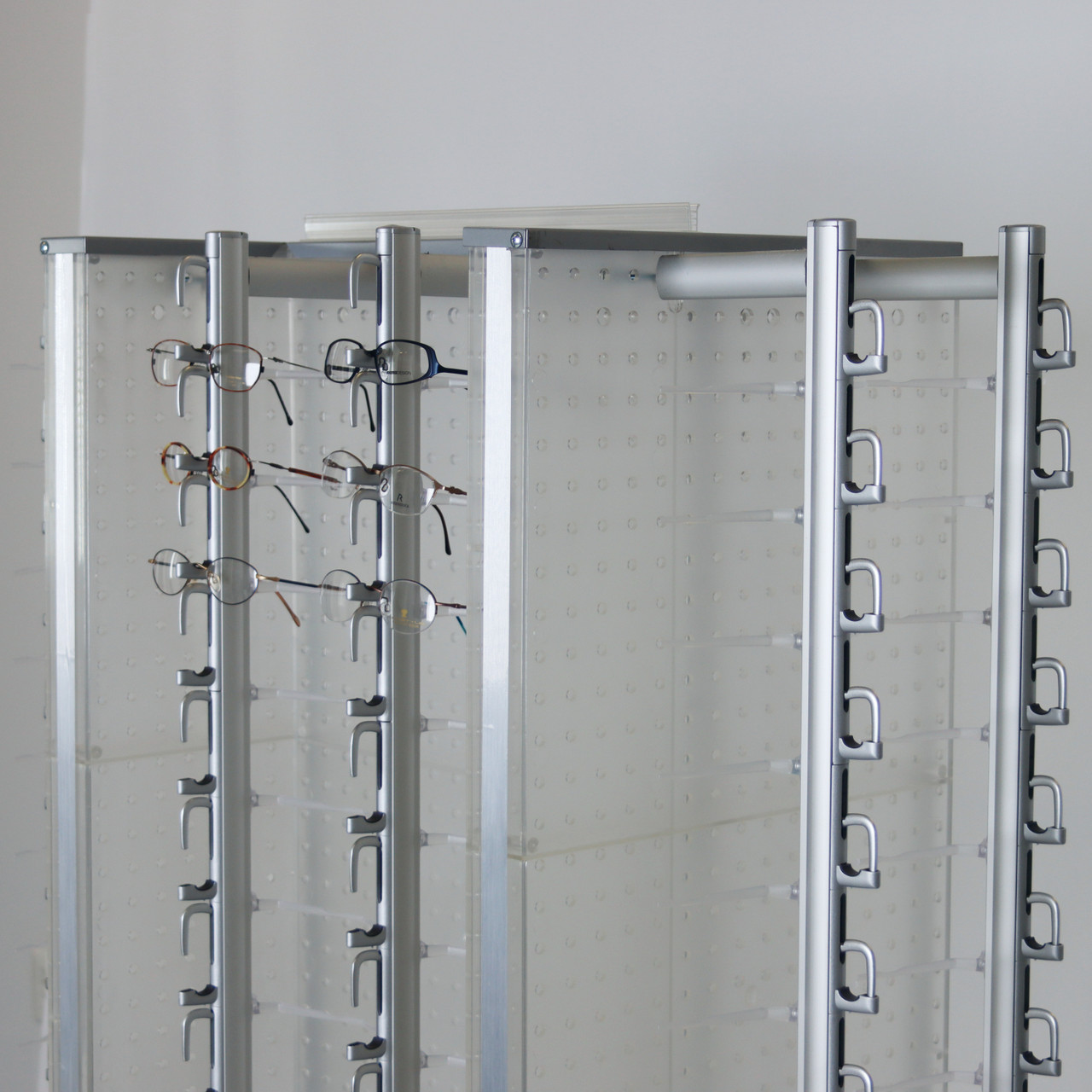 H-Unit Floortop Locking Optical Frame Display on Wheeled Base - For 128 ...