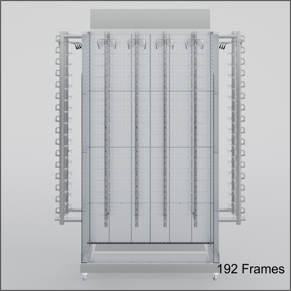 H-Unit Floortop Locking Optical Frame Display on Wheeled Base - For 192 ...
