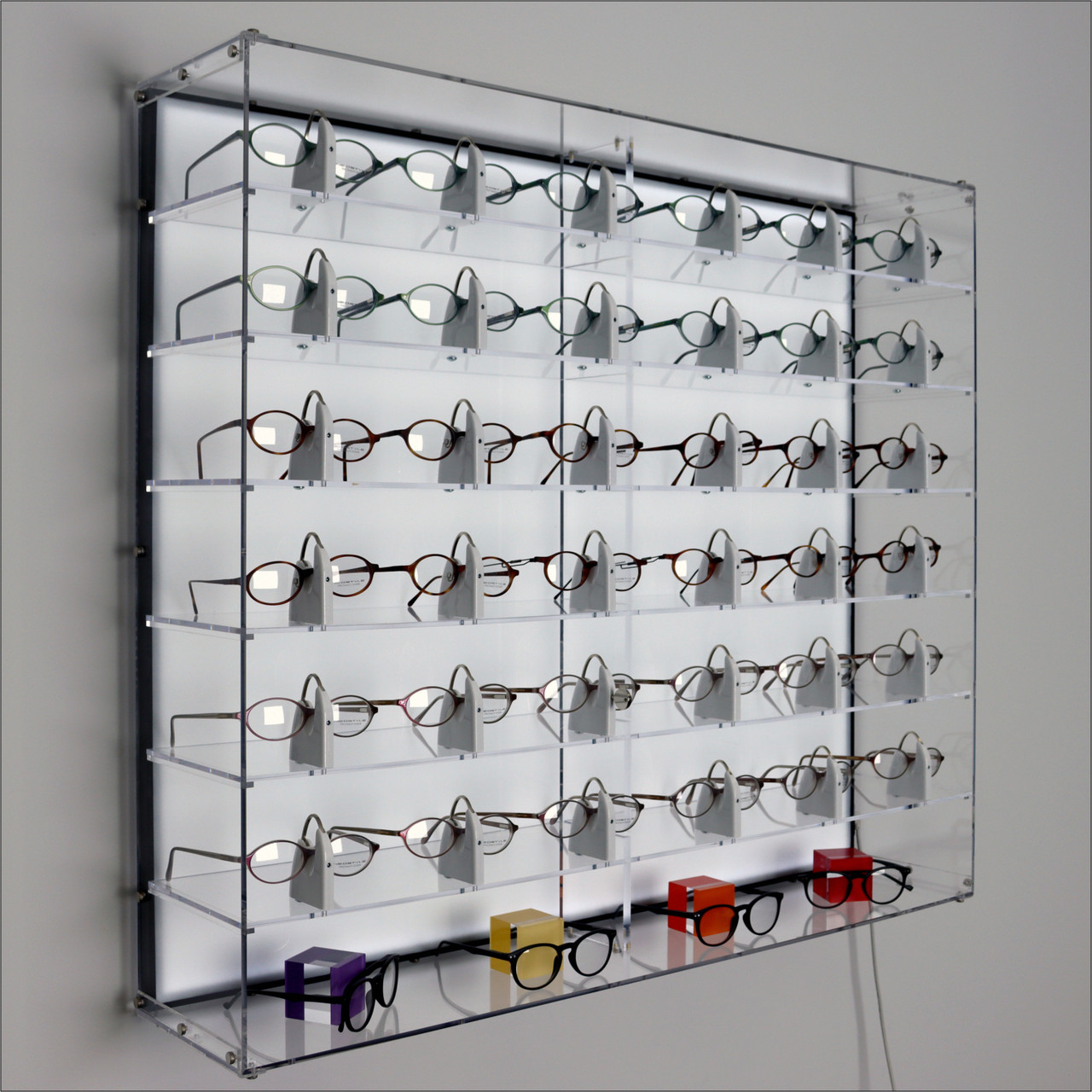 Wall-mount Locking Optical LED Display Shelf Case