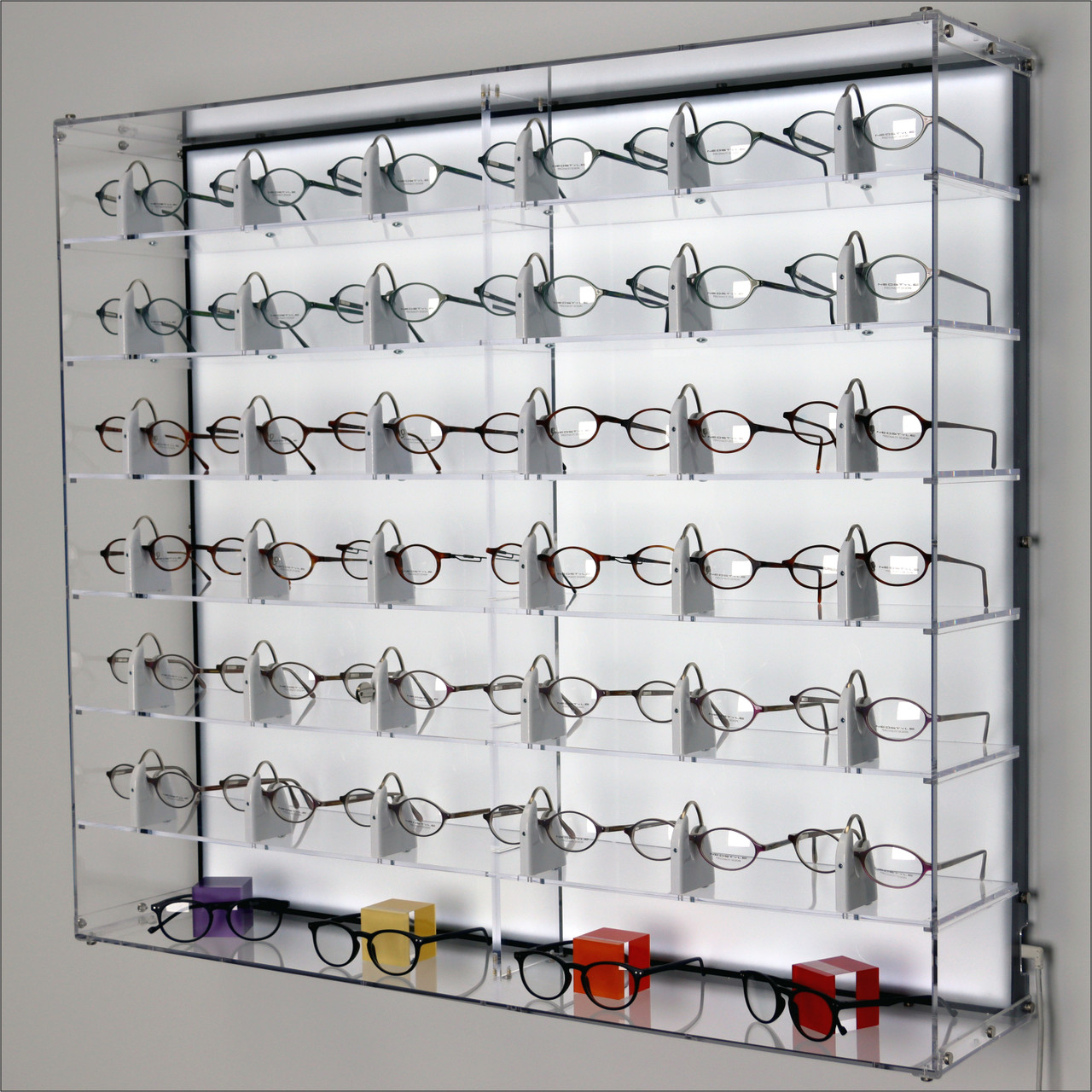 Wall-mount Locking Optical LED Display Shelf Case