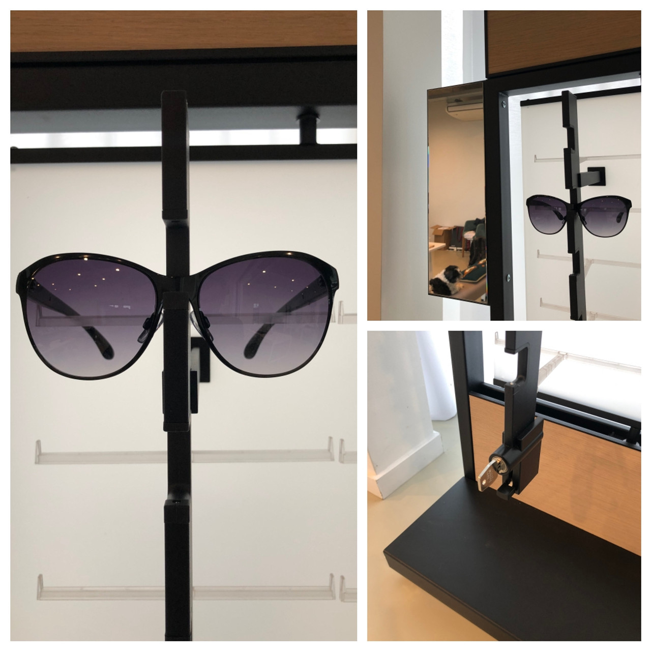 Floor-Top "Basalt" Locking Optical Frame Display, For 64 Frames - White