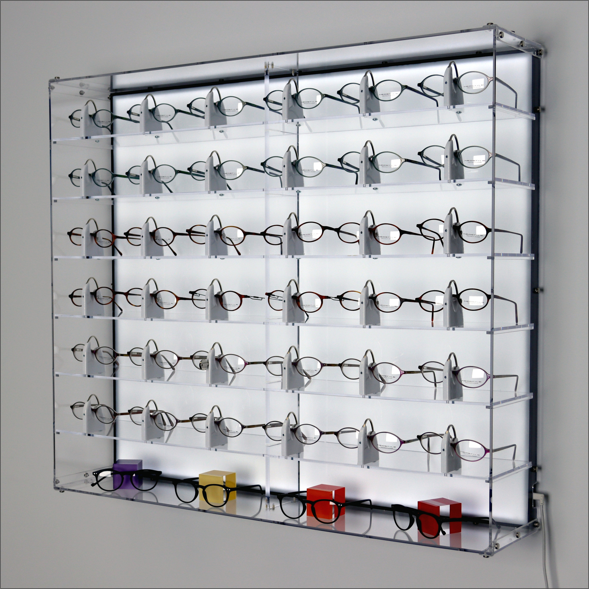 Wall-mount Optical LED Display Shelf Case