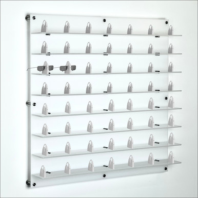 DW Wall Mount Optical Shelf Display with 8 Lockable Shelves - 47.5" Wide