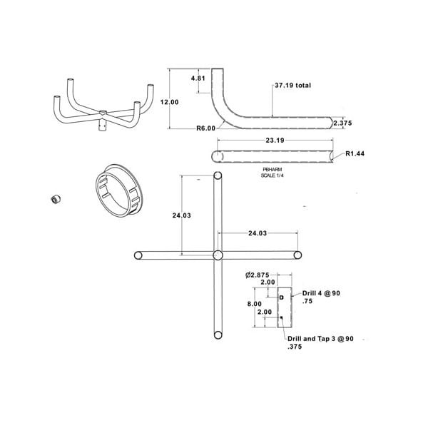 Steel Bullhorn 4 arms 90 degrees | LightMart.com