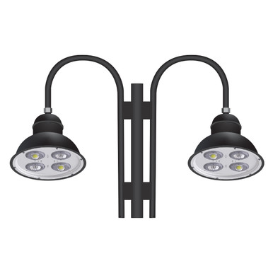 Two Architectural Gooseneck LED Light Fixtures on Double Arm 22 in 82 ...