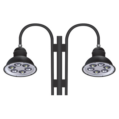 Two Architectural Gooseneck LED Light Fixtures on Double Arm 22 in 126 ...