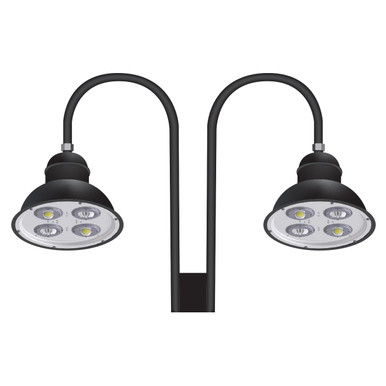 Two Architectural Gooseneck LED Light Fixtures on Double Arm 18 in 82 ...