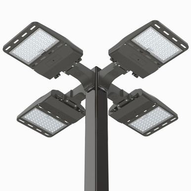 Light Pole Kit with Four LED Area Lights, Selectable Wattage 100/150 ...
