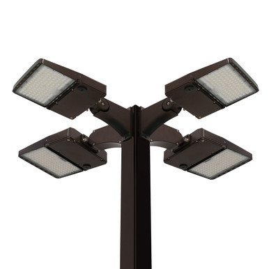 Light Pole Kit with Four LED Area Lights, Selectable Wattage 80/100/120 ...