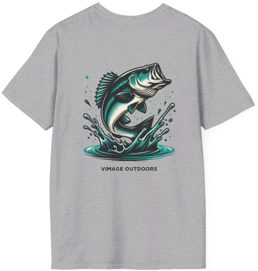 Vimage Outdoors Fishing T-Shirt: Jumping Largemouth Bass with Splashing ...