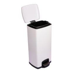Trash Can 32 Quart / 8 gal. White Metal Square