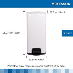 Trash Can 32 Quart / 8 gal. White Metal Square