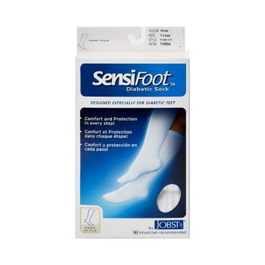 Diabetic Compression Socks Sensifoot™ Knee High X-Large White Closed Toe