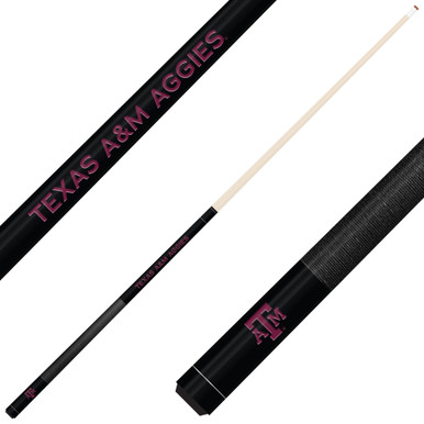 Texas A&M Aggies Engraved Black Pool Cue - Maroon | CueSight.com