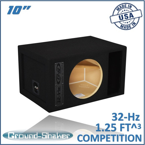 Ground Shaker 32HZ110B Black 10" Single Competition 32Hz Ported Sub Box ...