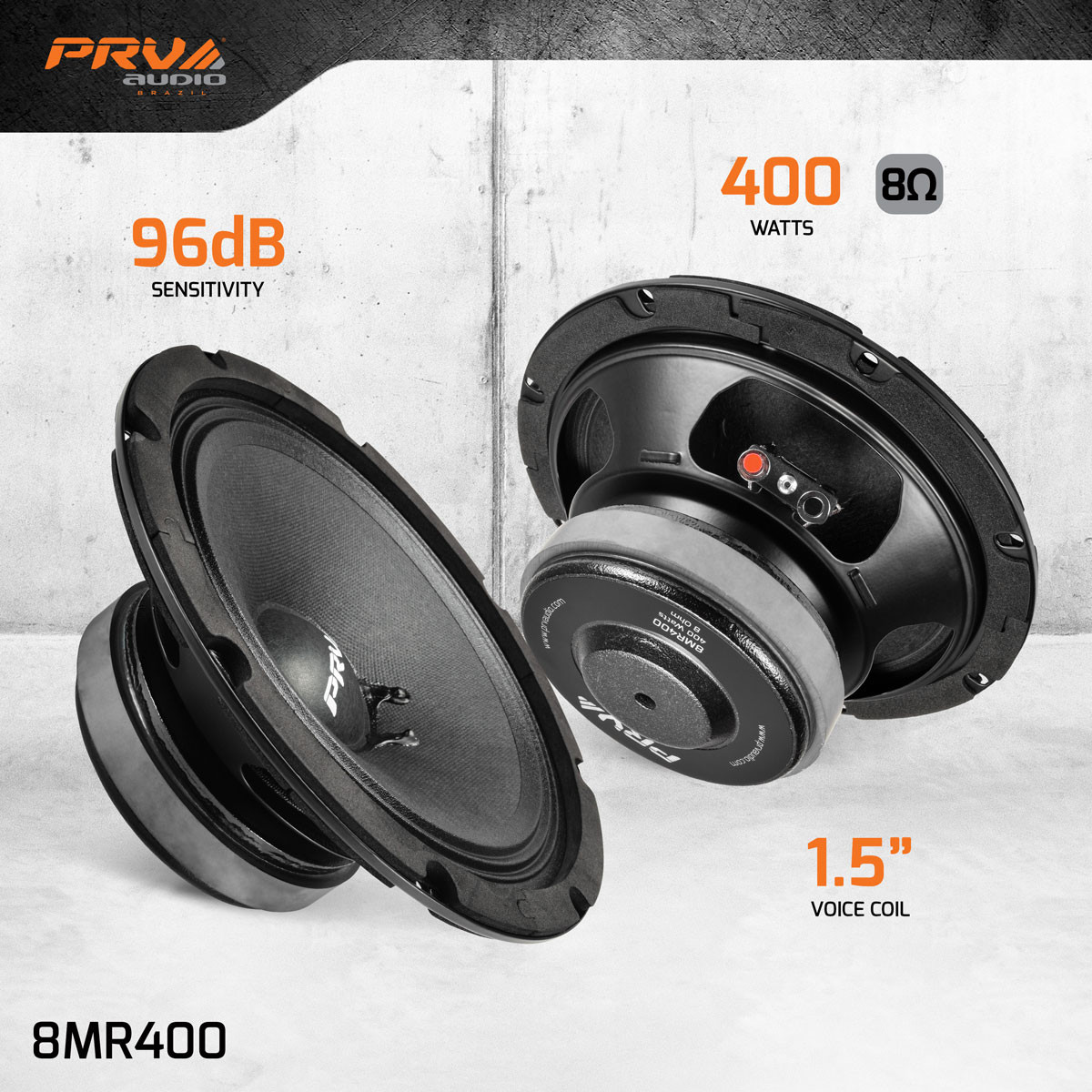 PRV Audio 8MR400 8" Midrange Loudspeaker - 8 Ohm - Singh Electronics