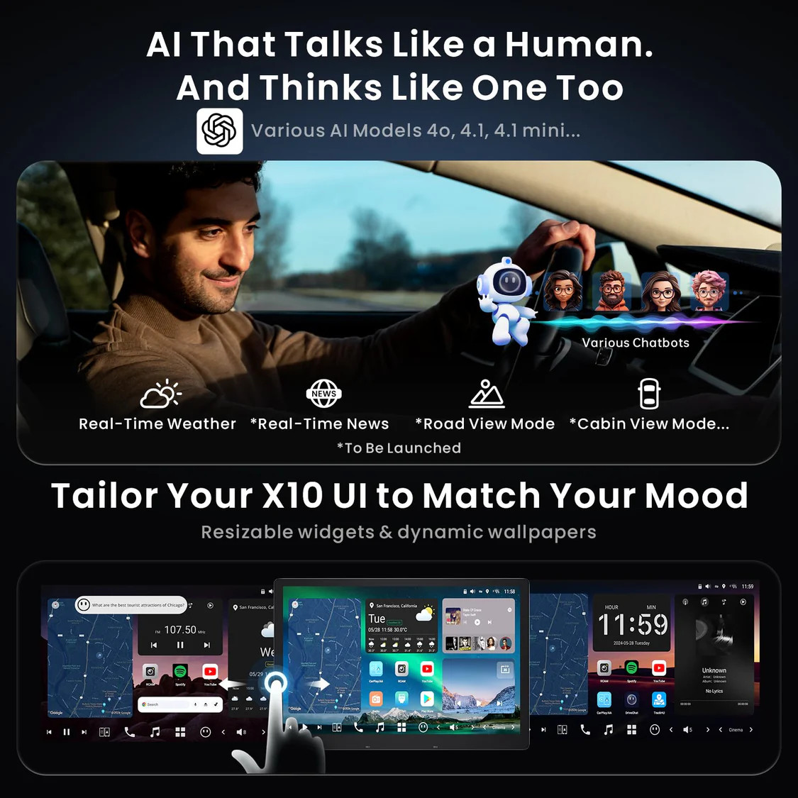 Atoto X10G129E 12.9" Floating Screen Head Unit with Wireless CarPlay ...