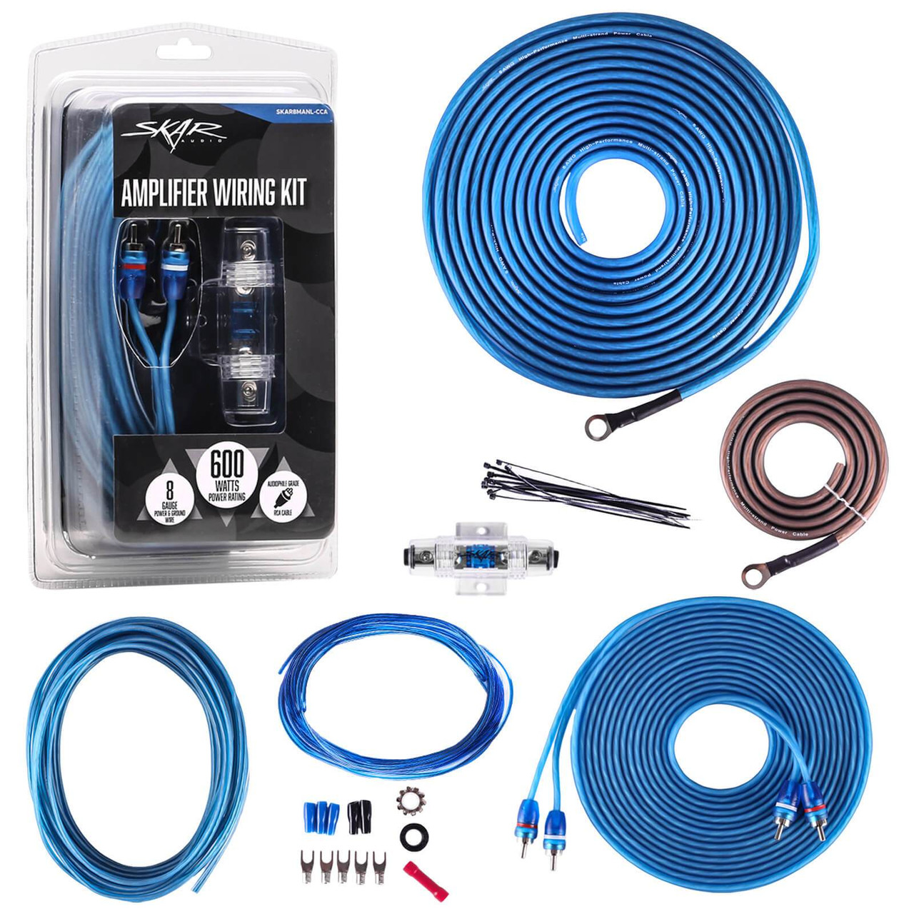 Skar Audio SKAR8MANL-CCA 8 Gauge 600 Watt CCA Amplifier Wiring Kit ...