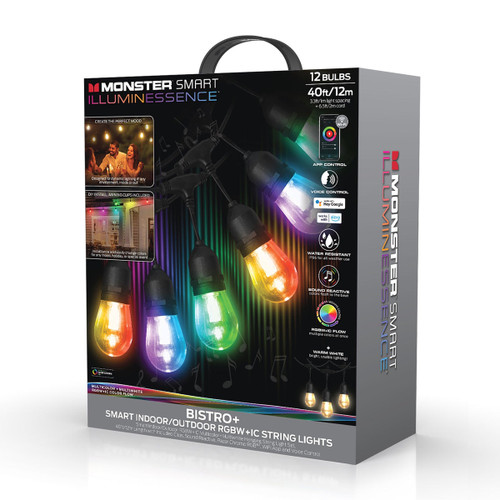 Monster Illuminessence BISTRO+ Smart String Lights, Mult-Colour & Multi ...