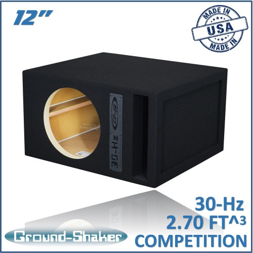 Ground Shaker 30HZ112B Black 12" Single Competition Ported Sub Box ...