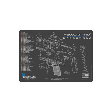Springfield® Hellcat Pro™ Schematic Handgun Mat - Charcoal Gray/cerus ...