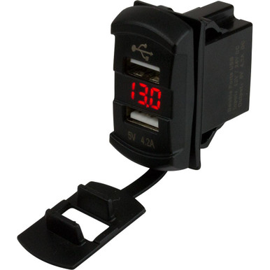 Sea-Dog Dual USB Rocker Switch Style Voltmeter w/Hidden Display ...