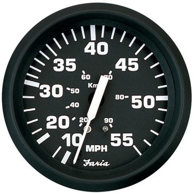 Faria Euro Black 4" Speedometer - 55MPH (Pitot) - Tactical Surplus USA