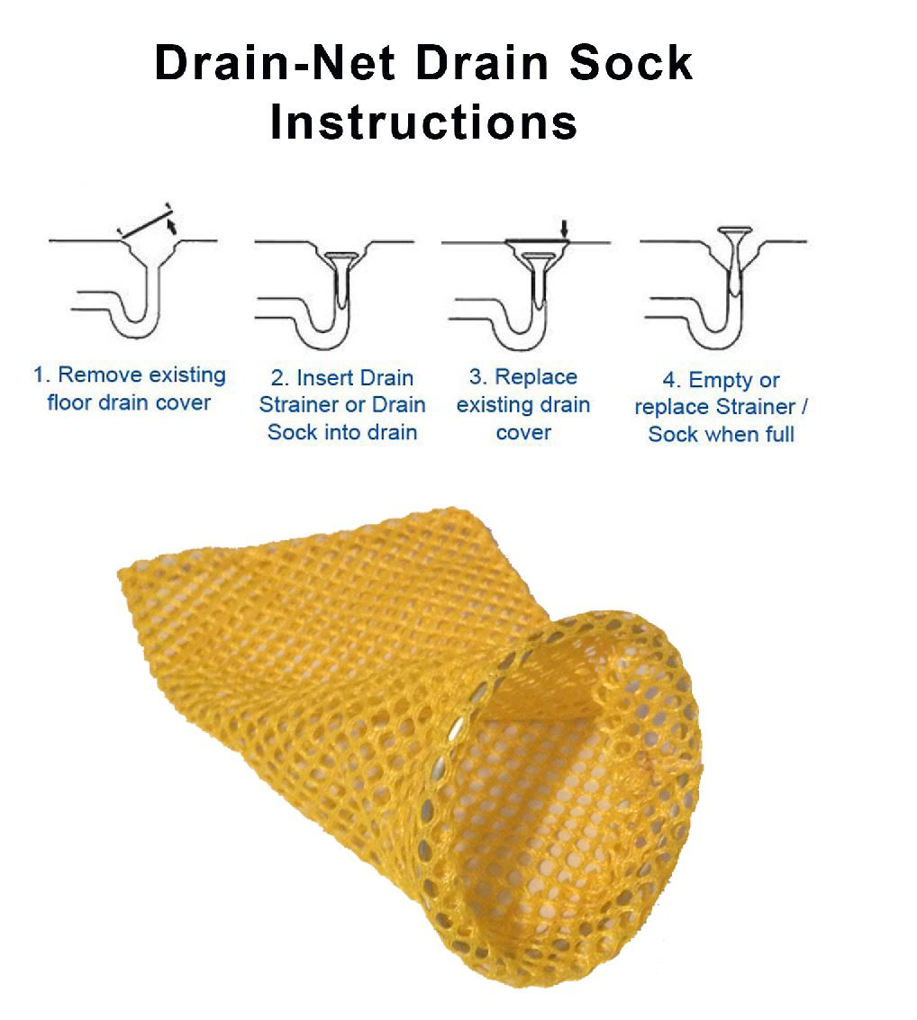 Yellow Disposable Drain Sock (20 pack) Bulk - for commercial drains