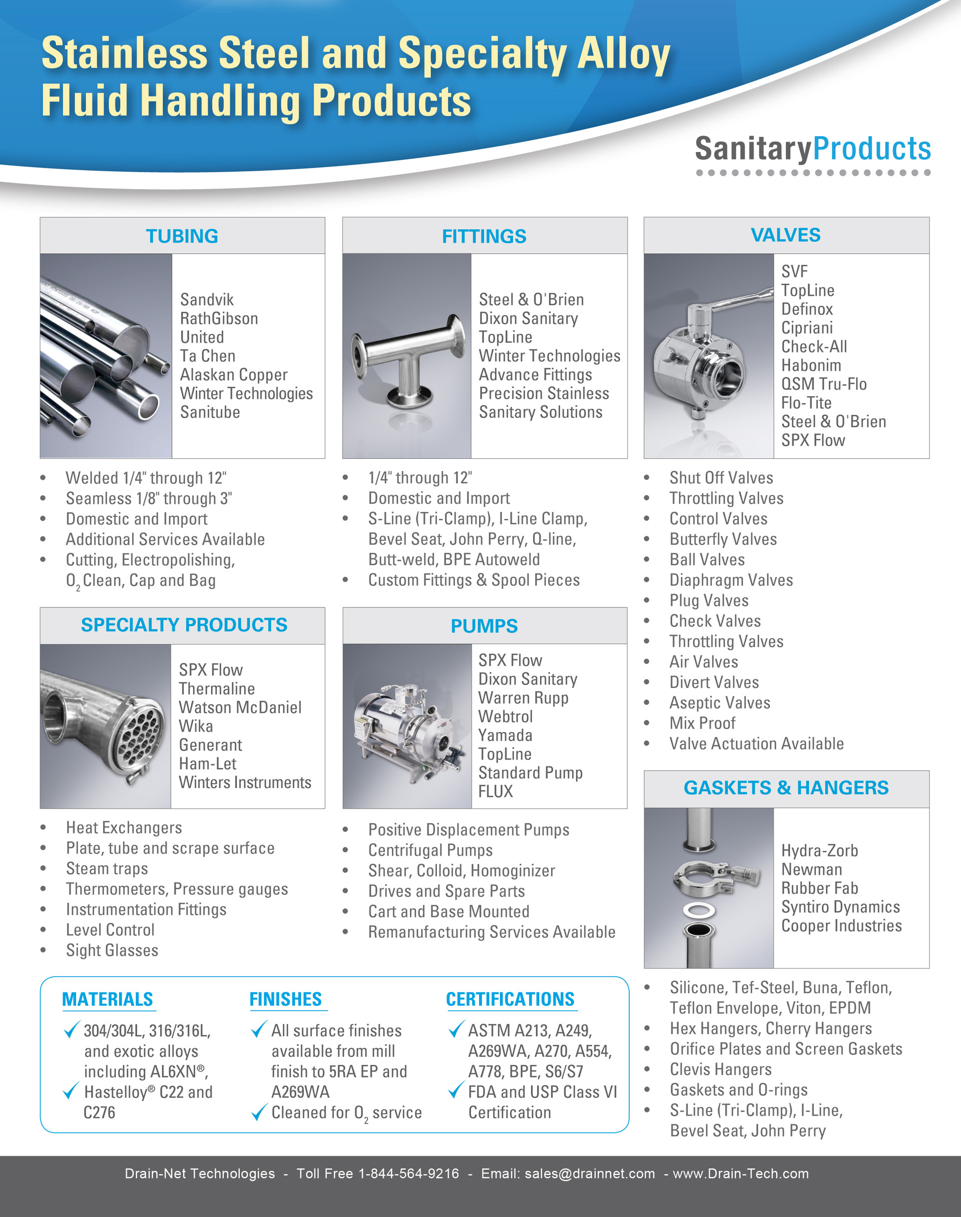 Stainless Steel Pipes, Fittings, Valves and more - Drain-Net Technologies