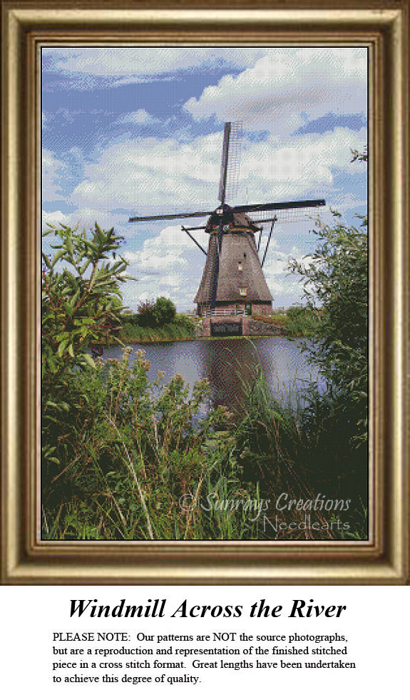 Windmill Cross Stitch Pattern | Windmill Across the River