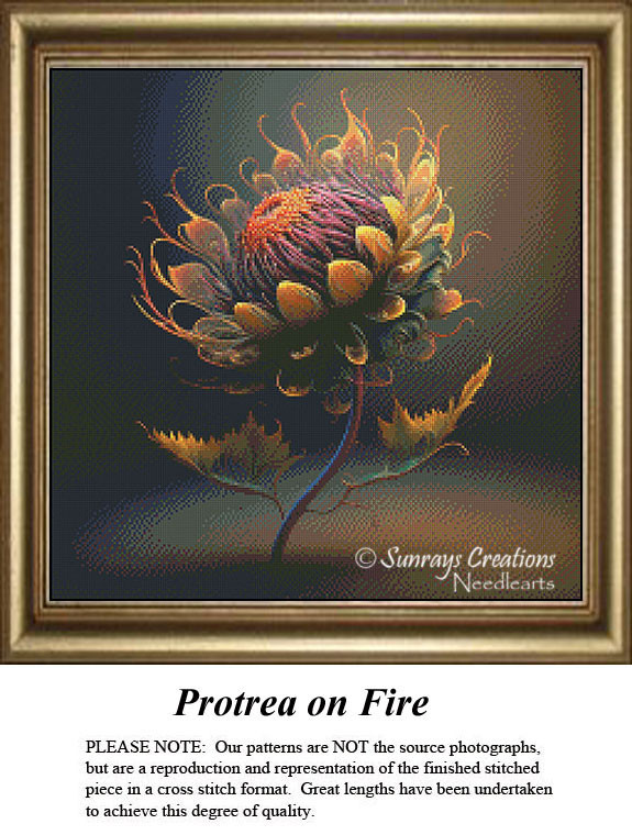 Fractal Cross Stitch Patterns | Protea on Fire