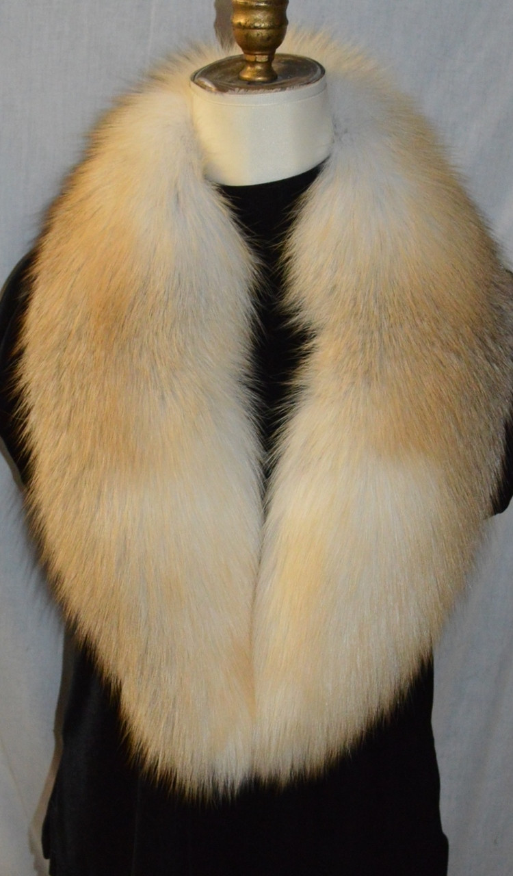 Real Golden Island Fox Fur Collar Detachable Snow Top New genuine ...