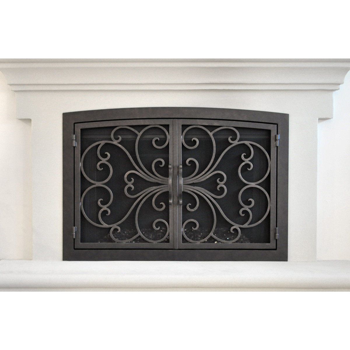 Classic Arched Fireplace Door - Wrought Iron