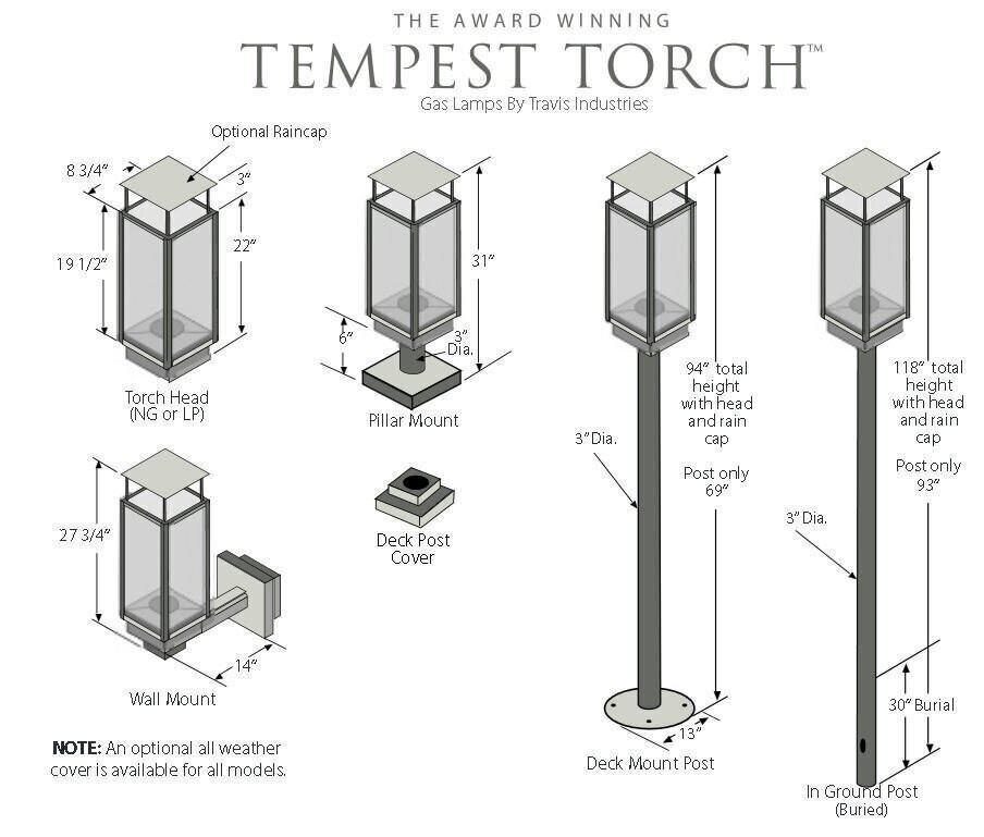 Tempest Torch Decorative Outdoor In Ground Post Mount 94800813